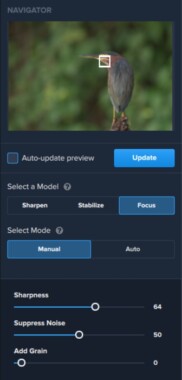Main Sharpen AI settings