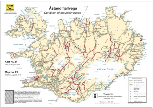 Map of Iceland - 15 tourist maps of Iceland, Europe